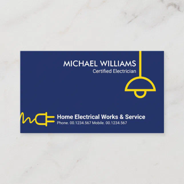 Yellow Bulb Power Plug Electrical Circuit Business Card | Zazzle