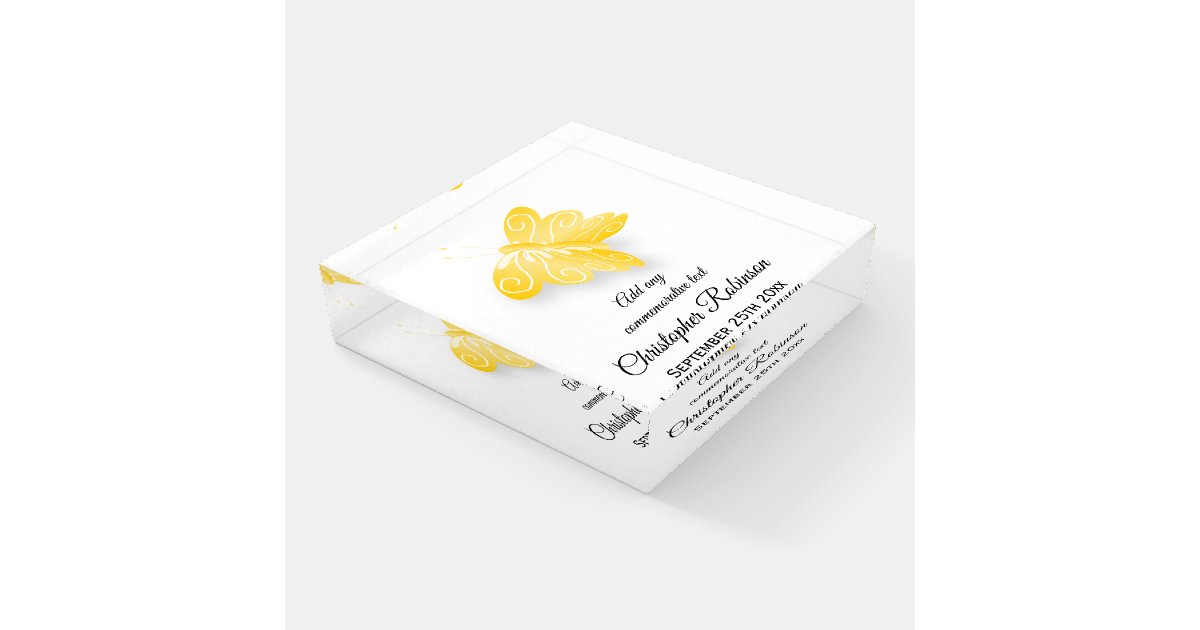 Yellow Butterfly Design Achievement Paperweight | Zazzle