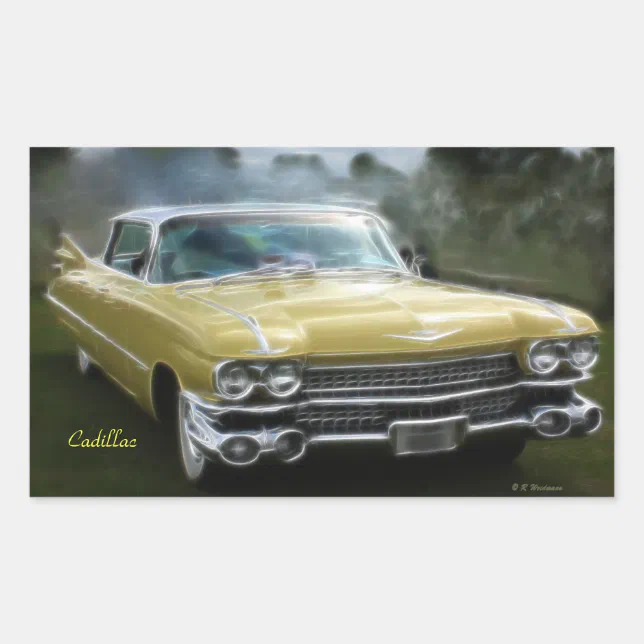 Yellow Cadillac Rectangular Sticker | Zazzle