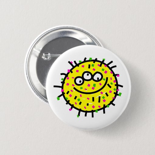 Yellow Cartoon Germ Button | Zazzle