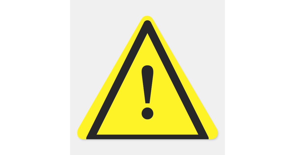 Yellow caution sign with exclamation mark icon triangle sticker | Zazzle