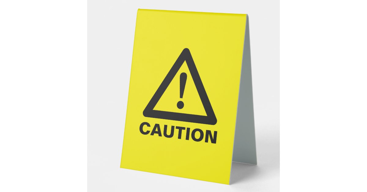 Yellow caution warning dangerous wet floor table tent | Zazzle