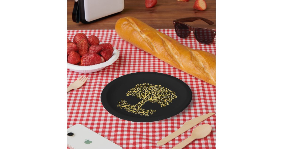 Yellow Celtic Tree Of Life Paper Plates | Zazzle