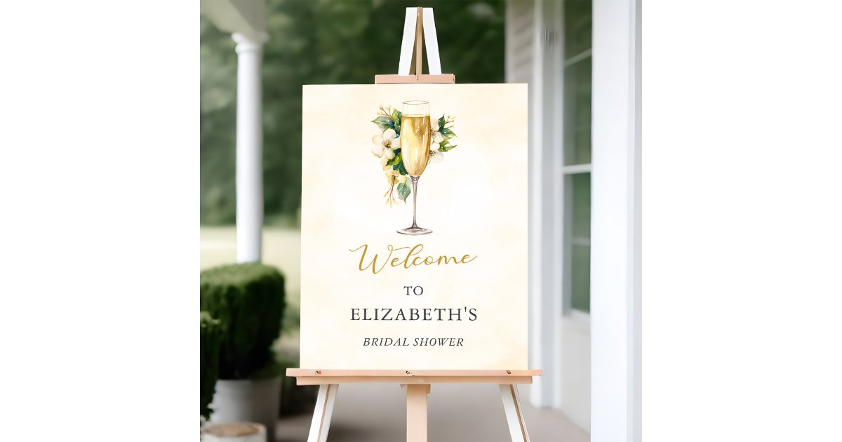 Yellow Champagne Brunch and Bubbly Welcome Sign | Zazzle