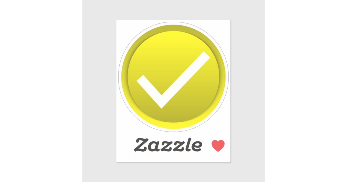 Yellow Check Mark Sticker | Zazzle