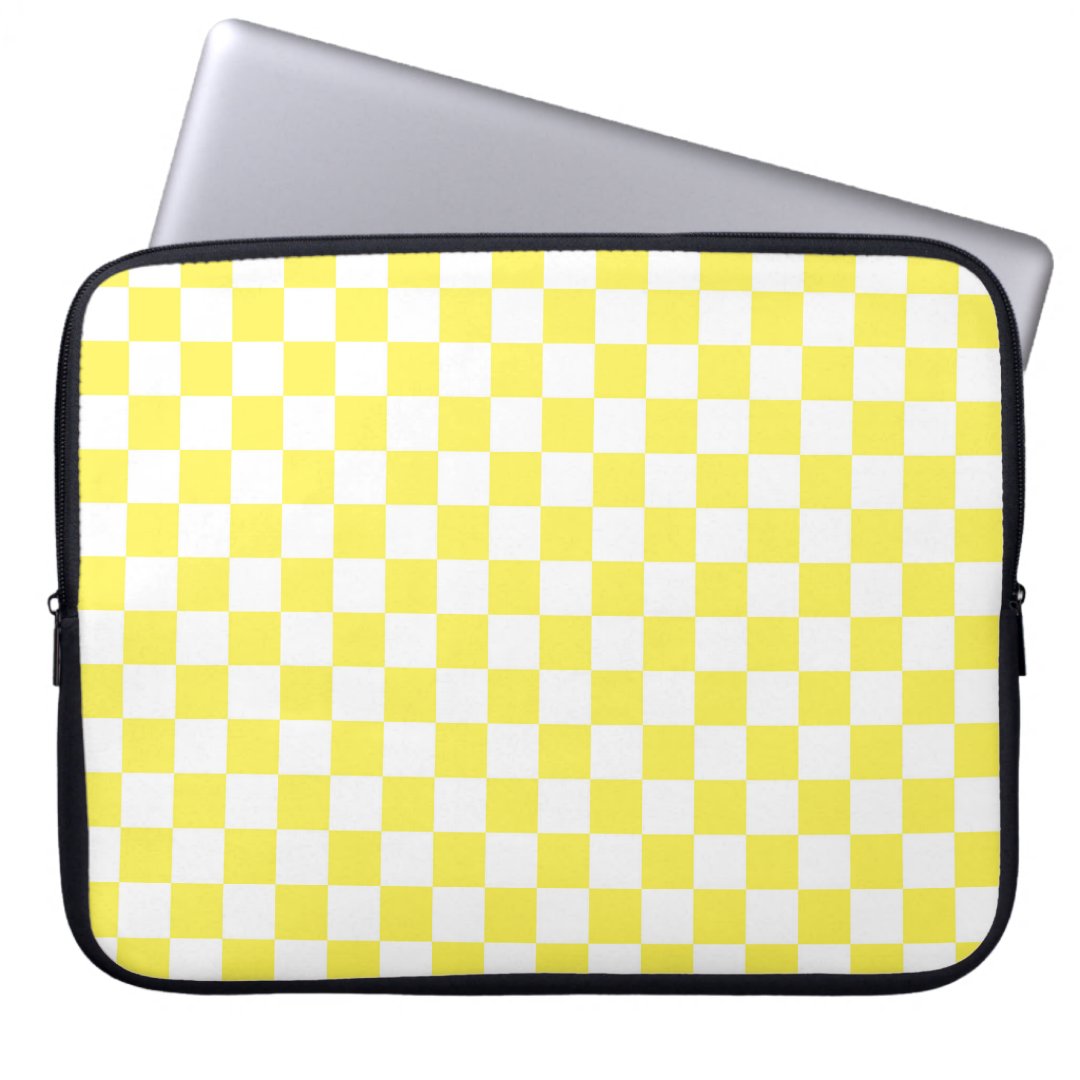 Yellow Checkerboard Pattern Laptop Sleeve | Zazzle