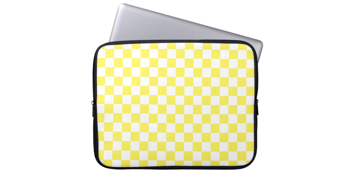 Yellow Checkerboard Pattern Laptop Sleeve | Zazzle