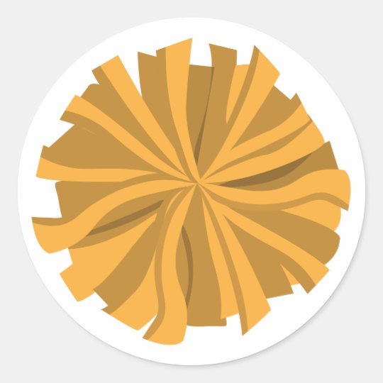 Yellow Cheerleader Pom Pom Classic Round Sticker | Zazzle.com