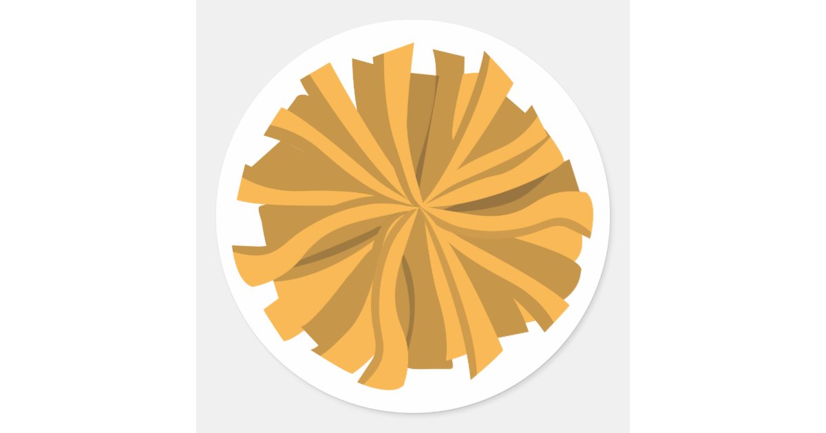Yellow Cheerleader Pom Pom Classic Round Sticker | Zazzle
