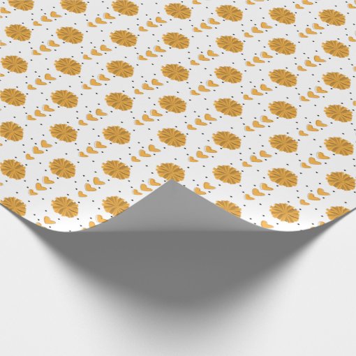 Yellow Cheerleader Pom Poms & Hearts Pattern Wrapping Paper | Zazzle