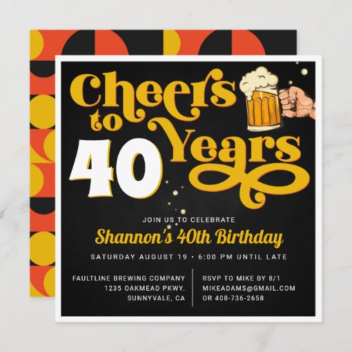 Yellow Cheers Milestone Birthday Party Invitation | Zazzle