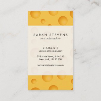 Yellow Cheese Pattern Business Card | Zazzle