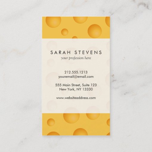 Yellow Cheese Pattern Business Card | Zazzle