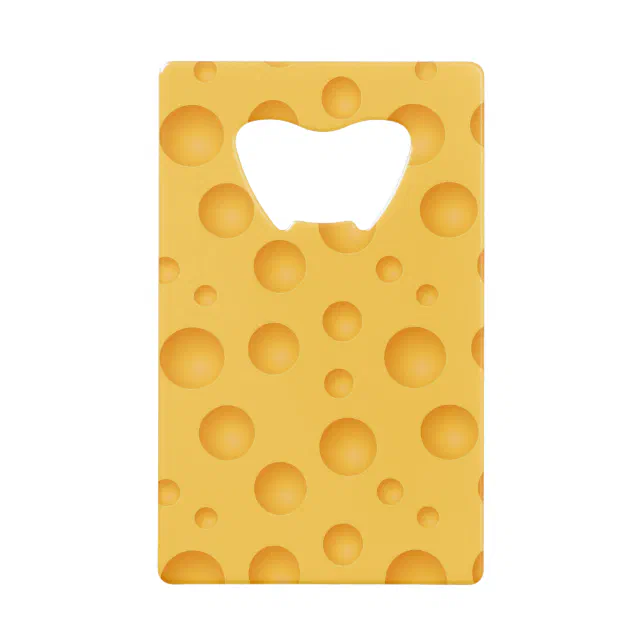 Yellow Cheese Pattern Credit Card Bottle Opener | Zazzle