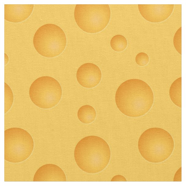 Yellow Cheese Pattern Fabric | Zazzle
