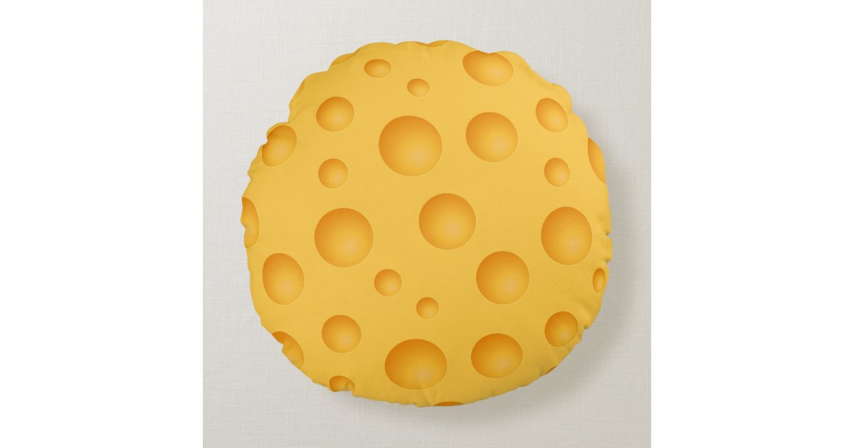 Yellow Cheese Pattern Round Pillow | Zazzle