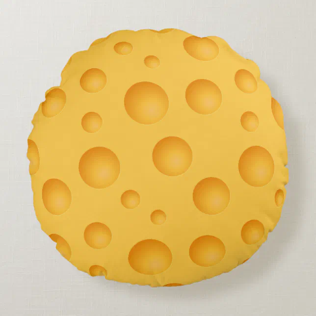 Yellow Cheese Pattern Round Pillow | Zazzle
