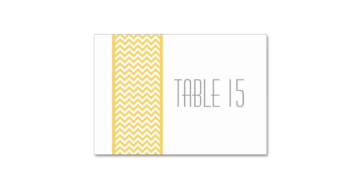 Yellow Chevron Border Table Card | Zazzle