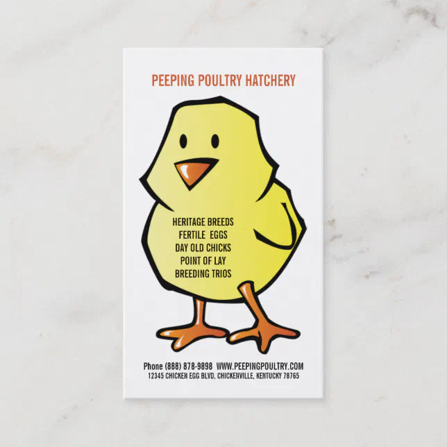 Yellow Chick Chicken Hatchery Business Card | Zazzle