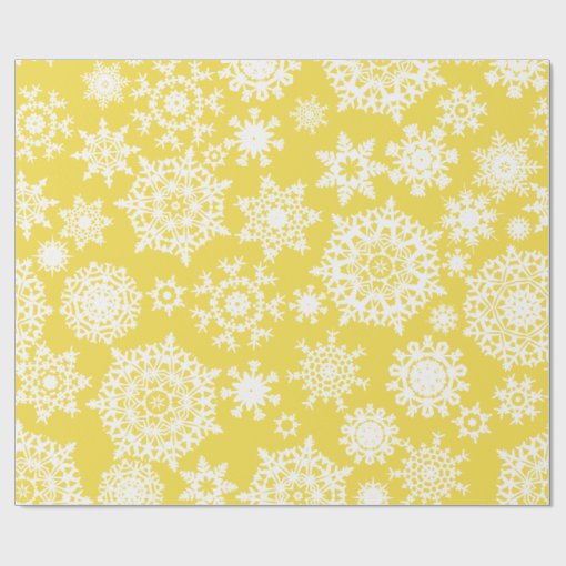 Yellow Christmas Snowflake Pattern wrapping paper | Zazzle