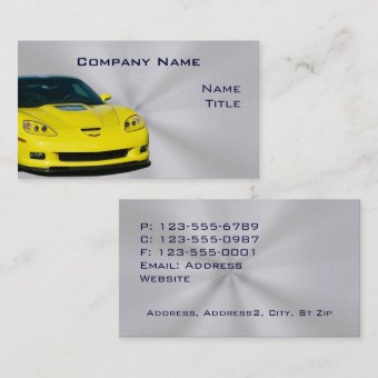 Yellow Corvette Business Cards | Zazzle