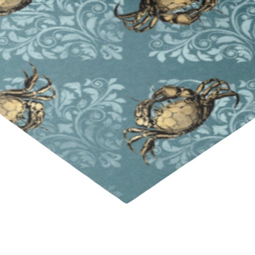 Yellow Crabs and Blue Damask Decoupage Tissue Paper | Zazzle