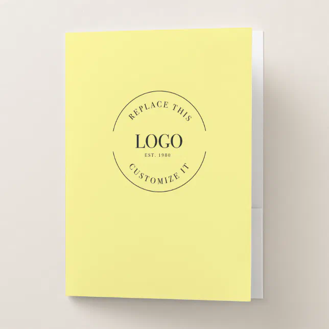 Yellow Custom large Business Logo website Pocket Folder | Zazzle