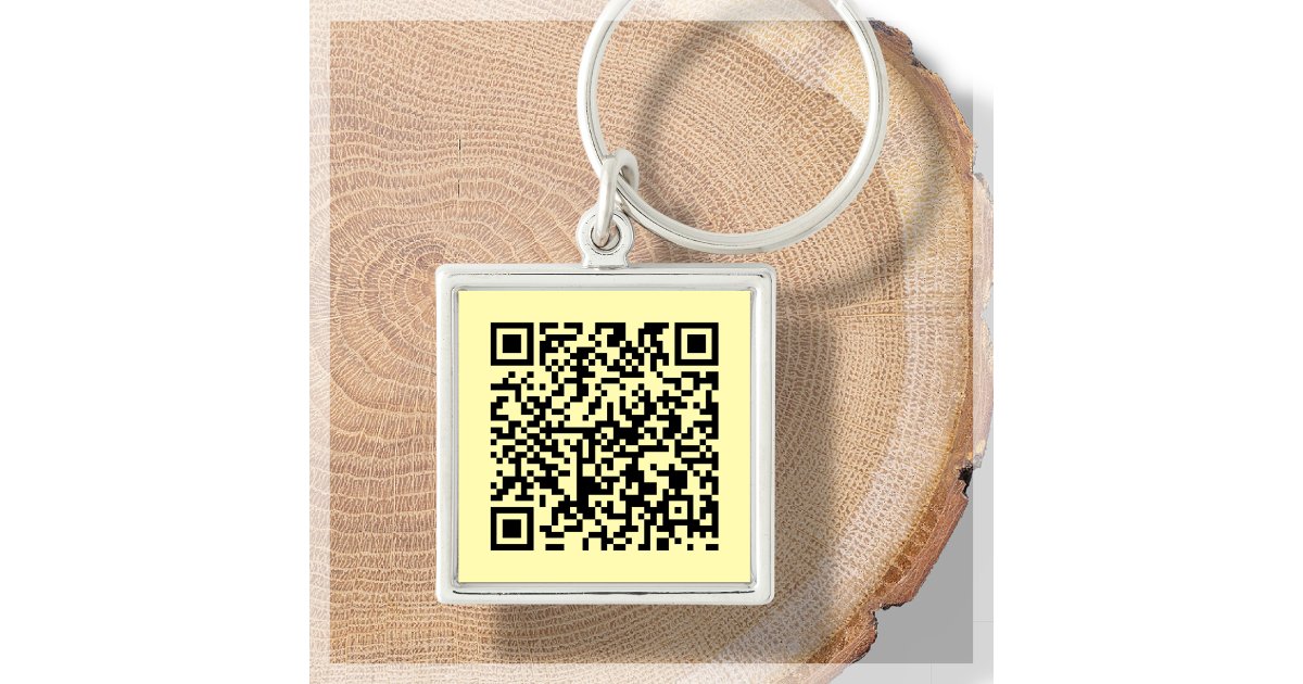 Yellow | Custom QR Code Scannable Keychain | Zazzle