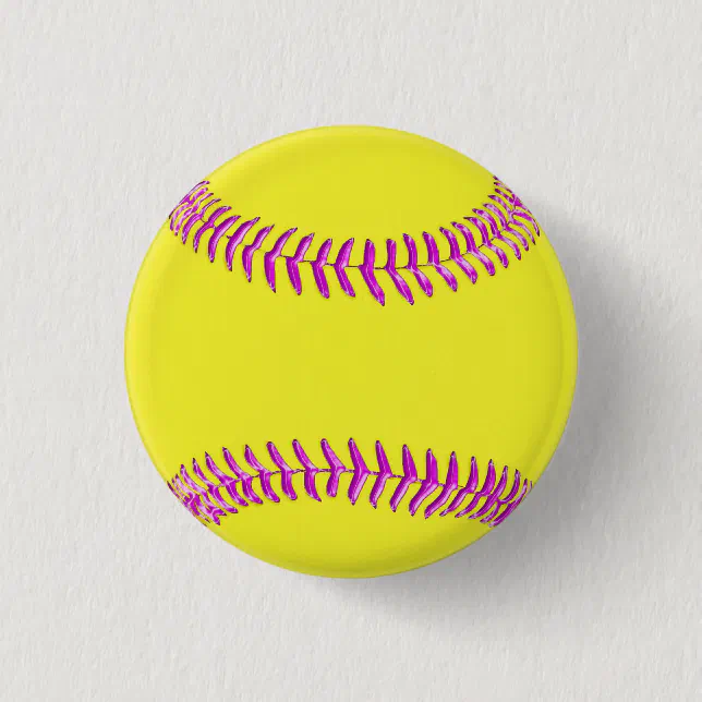 Yellow Custom Softball Pins Glassy Pink Threads | Zazzle