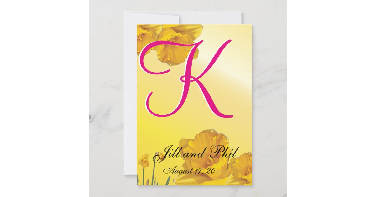 Yellow Daffodil 3d Monogram Invitation | Zazzle