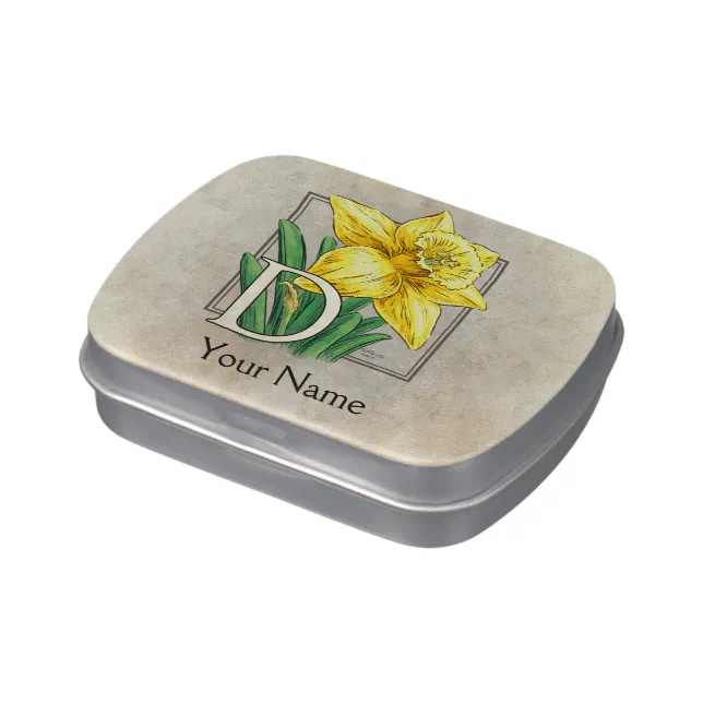 Yellow Daffodil Personalized Monogram Jelly Belly Candy Tin | Zazzle
