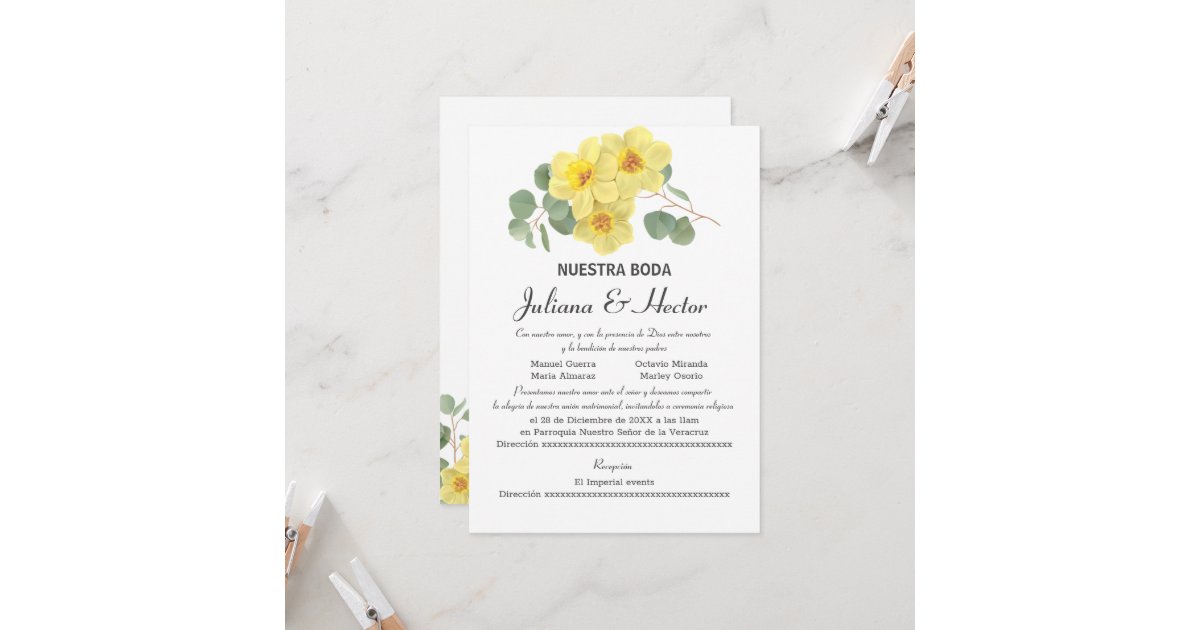 YELLOW DAFFODIL WATERCOLOR WEDDING INVITATION | Zazzle