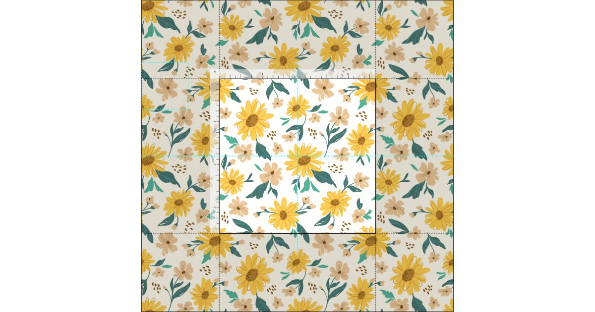 Yellow Daisy Flower Pattern Fabric | Zazzle