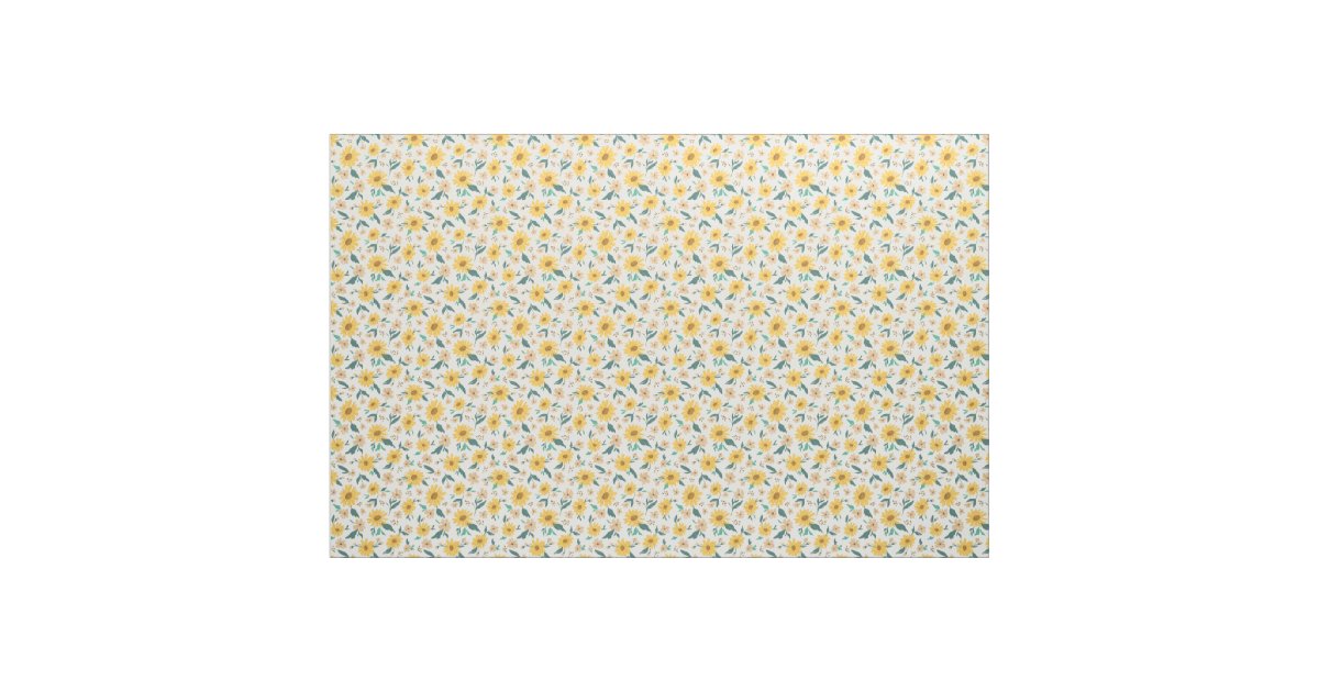 Yellow Daisy Flower Pattern Fabric | Zazzle