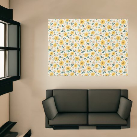 Yellow Daisy Flower Pattern Fabric | Zazzle