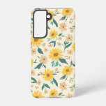Yellow Daisy Flower Pattern Fabric | Zazzle