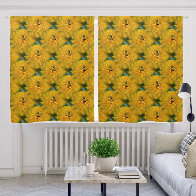 Yellow Daisy Flowers Pattern Blackout Curtains | Zazzle