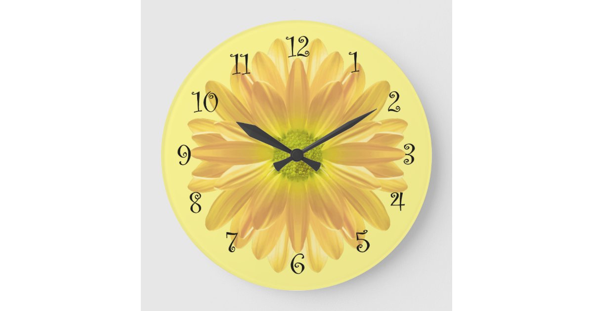 Yellow Daisy Kitchen Clock | Zazzle