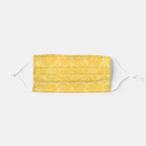 Yellow Damask Floral Pattern Adult Cloth Face Mask | Zazzle