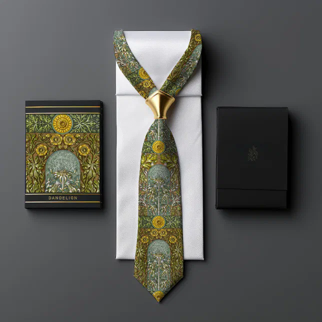 Yellow Dandelion Dream: Victorian Era Floral Men's Neck Tie | Zazzle