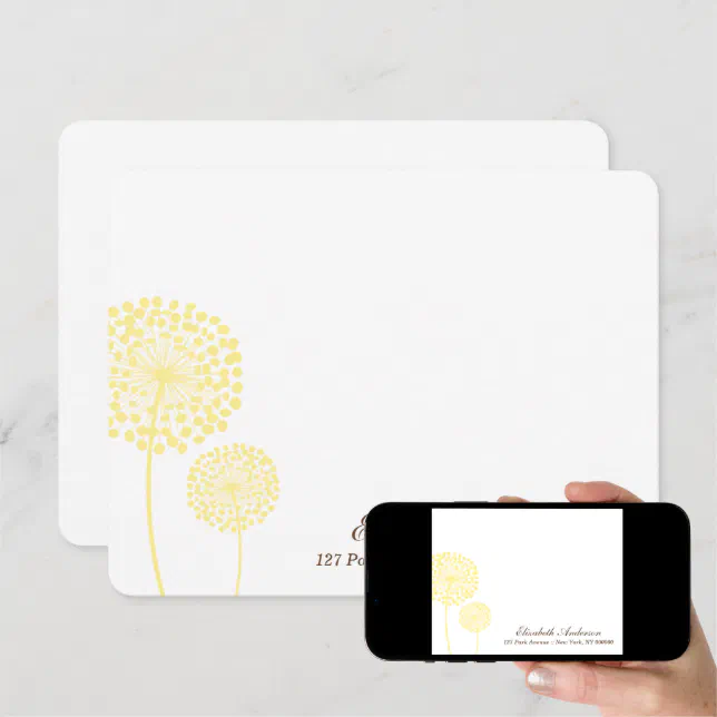 Yellow Dandelions Flat Note Cards | Zazzle