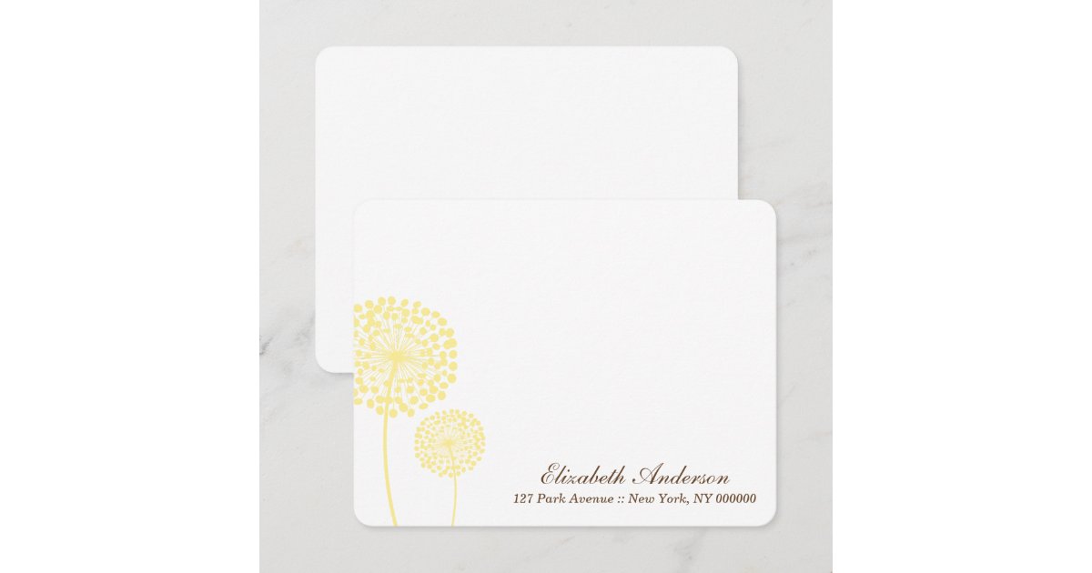 Yellow Dandelions Flat Note Cards | Zazzle