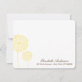 Yellow Dandelions Flat Note Cards | Zazzle