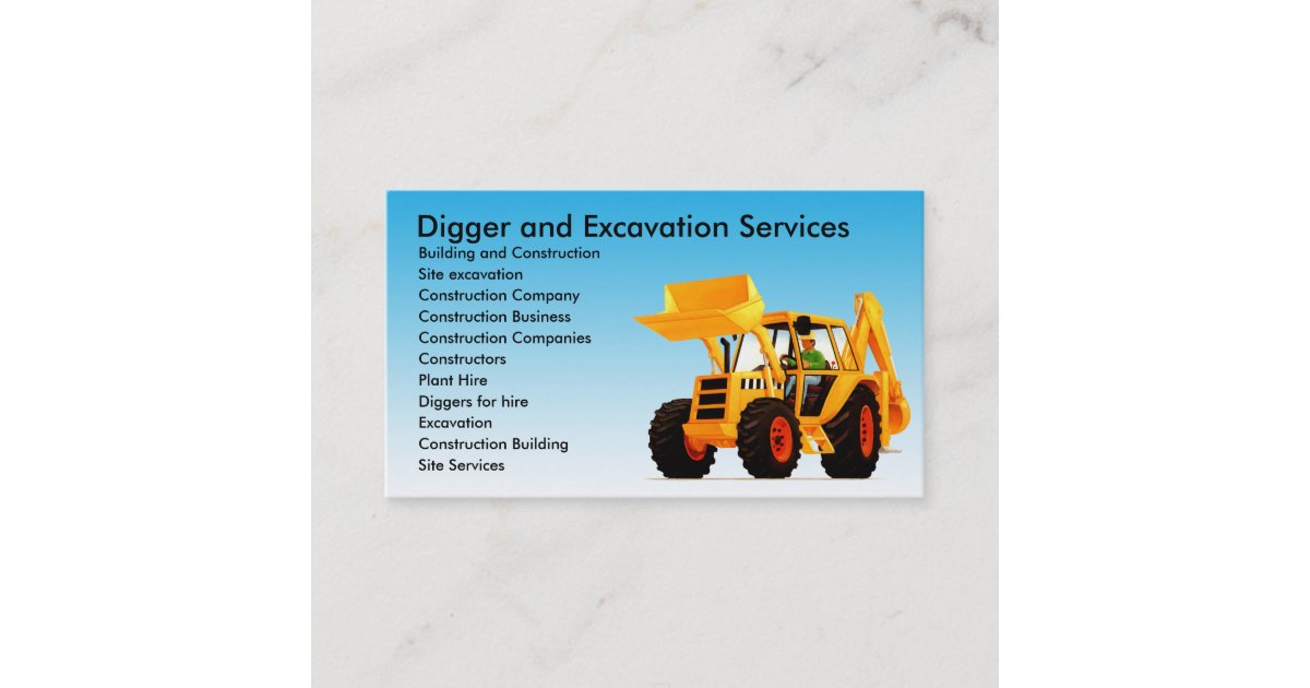 Yellow Digger / Excavator Custom Construction Business Card | Zazzle