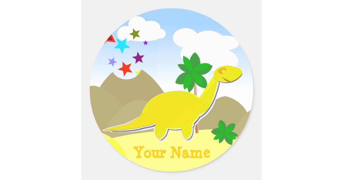 Yellow Diplodocus Dinosaur Name Sticker | Zazzle