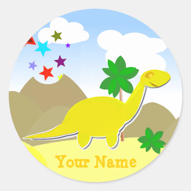 Yellow Diplodocus Dinosaur Name Sticker | Zazzle