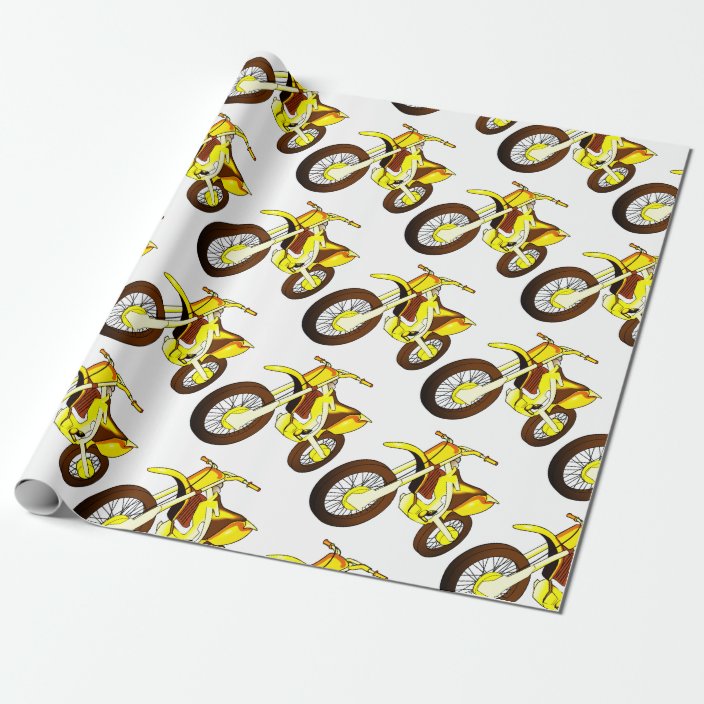 Yellow dirt bike MX motorcycle Wrapping Paper | Zazzle.com