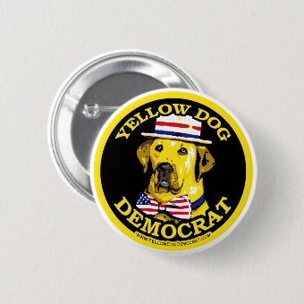 Yellow Dog Democrat Black Button | Zazzle