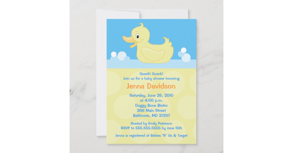 Yellow Duck 5x7 Baby Shower Invitation | Zazzle