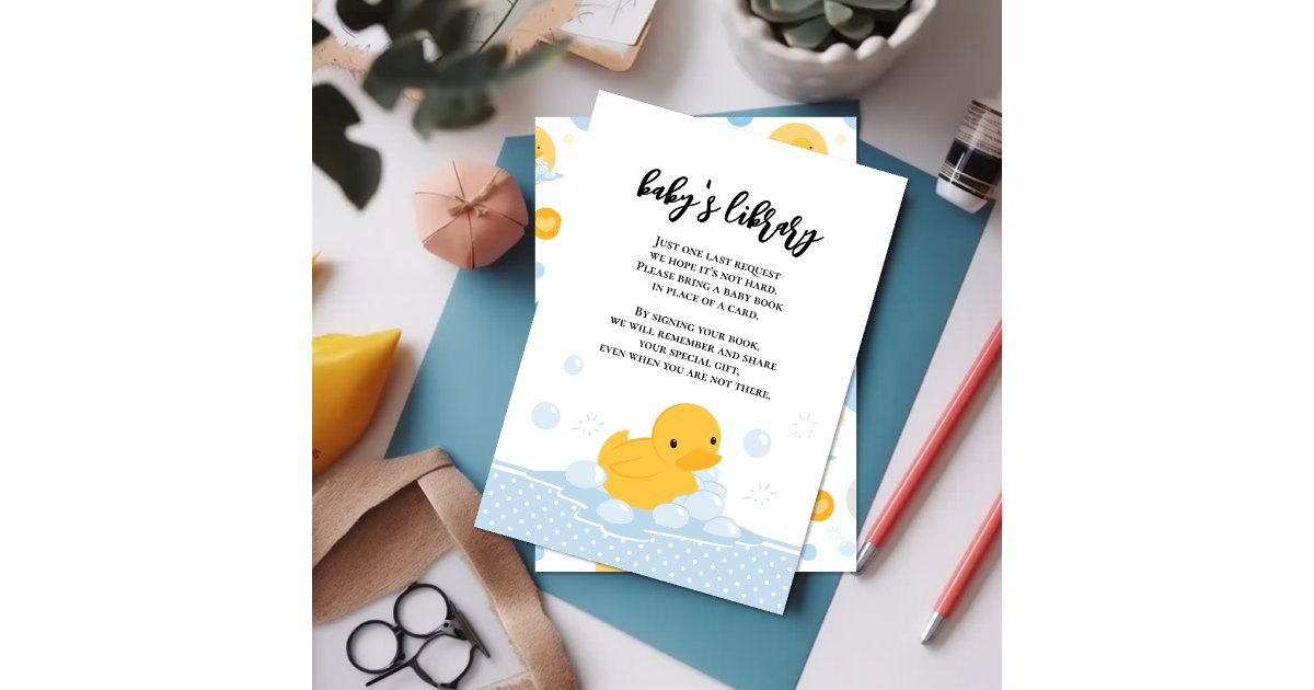 Yellow Duck Baby Book Request Enclosure Card | Zazzle